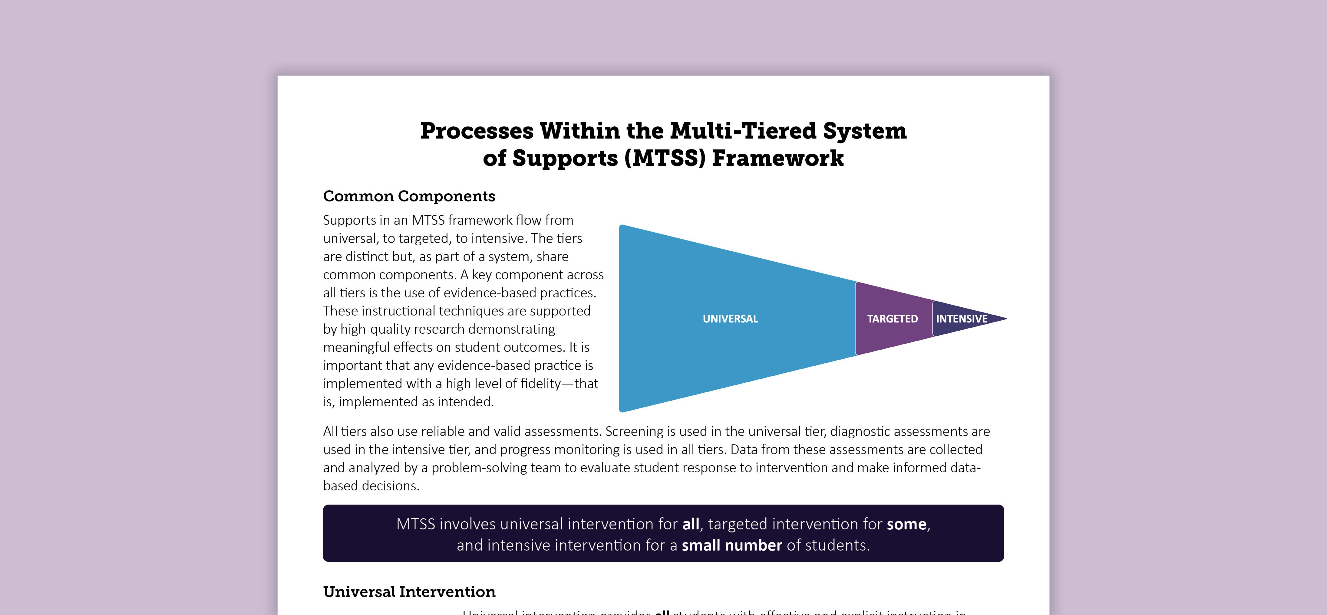 Processes Within the Multi-Tiered System of Supports (MTSS) Framework | Texas SPED Support