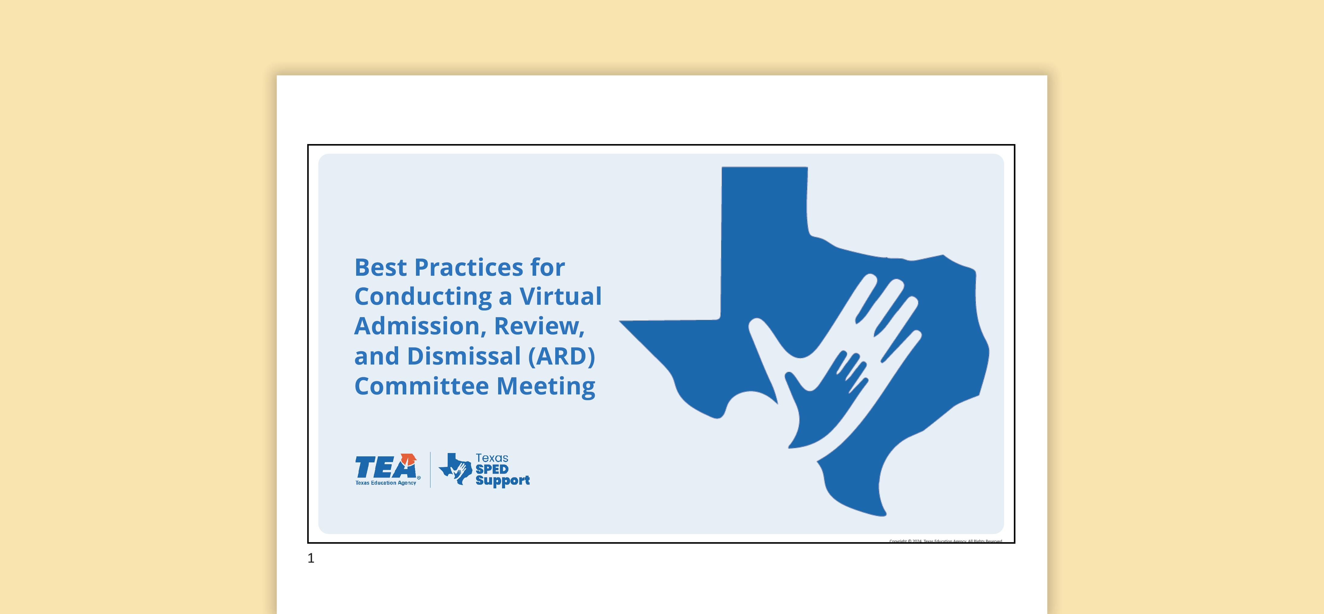 Best Practices for Conducting a Virtual ARD Committee Meeting Handout ...