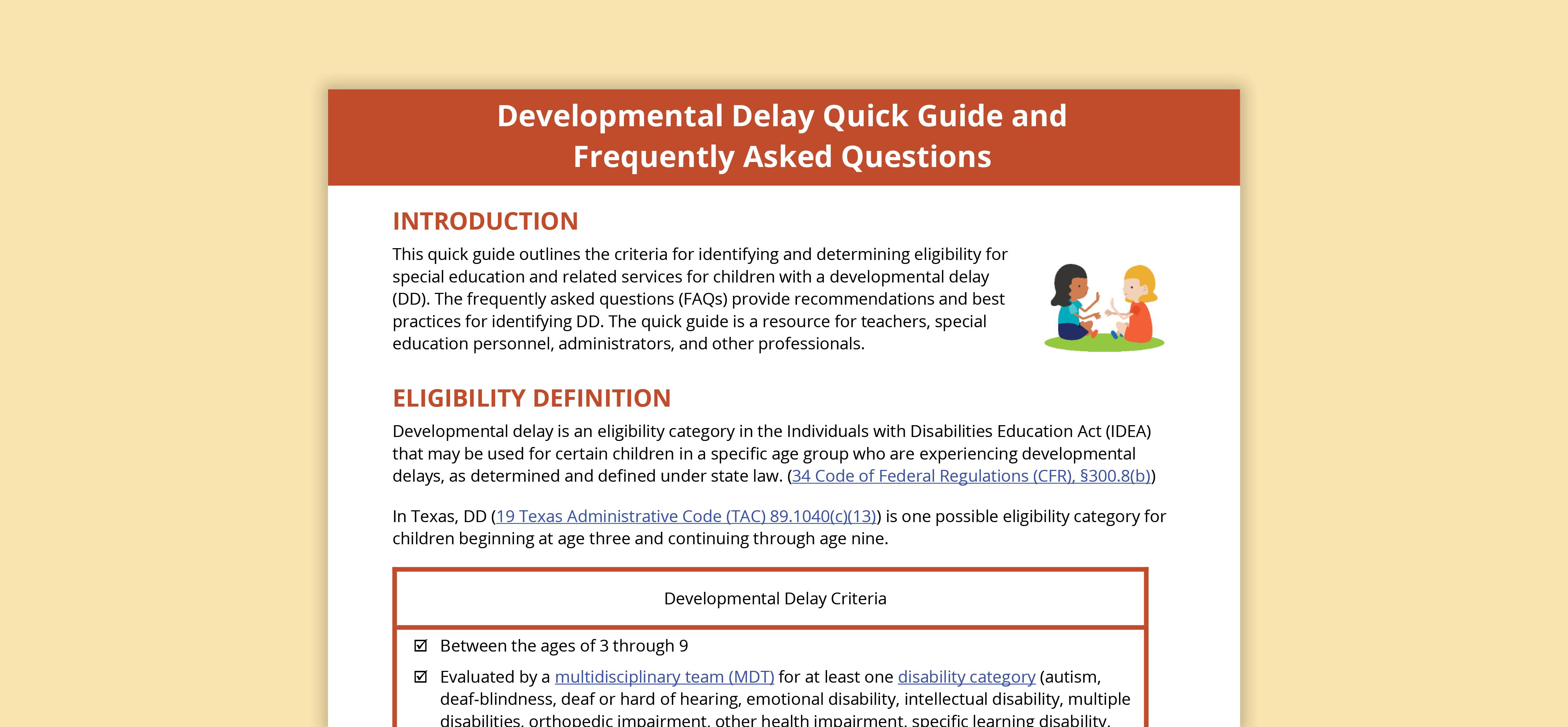Developmental Delay Quick Guide and Frequently Asked Questions | Texas ...